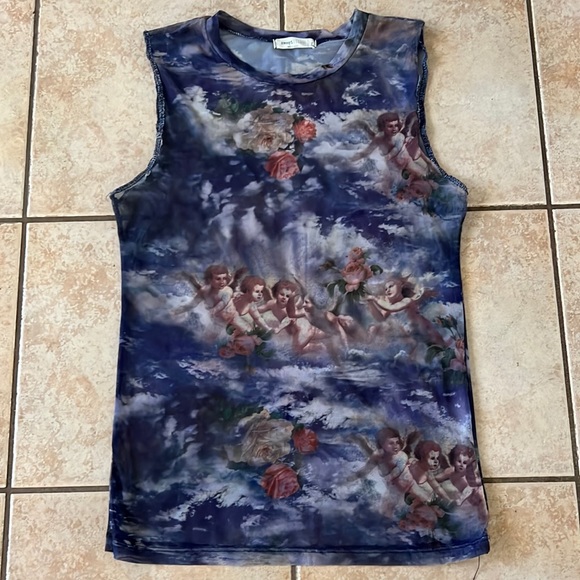 sweet lilac | Tops | Vintage Y2k Sweet Lilac Sheer Mesh Angel Cherub ...